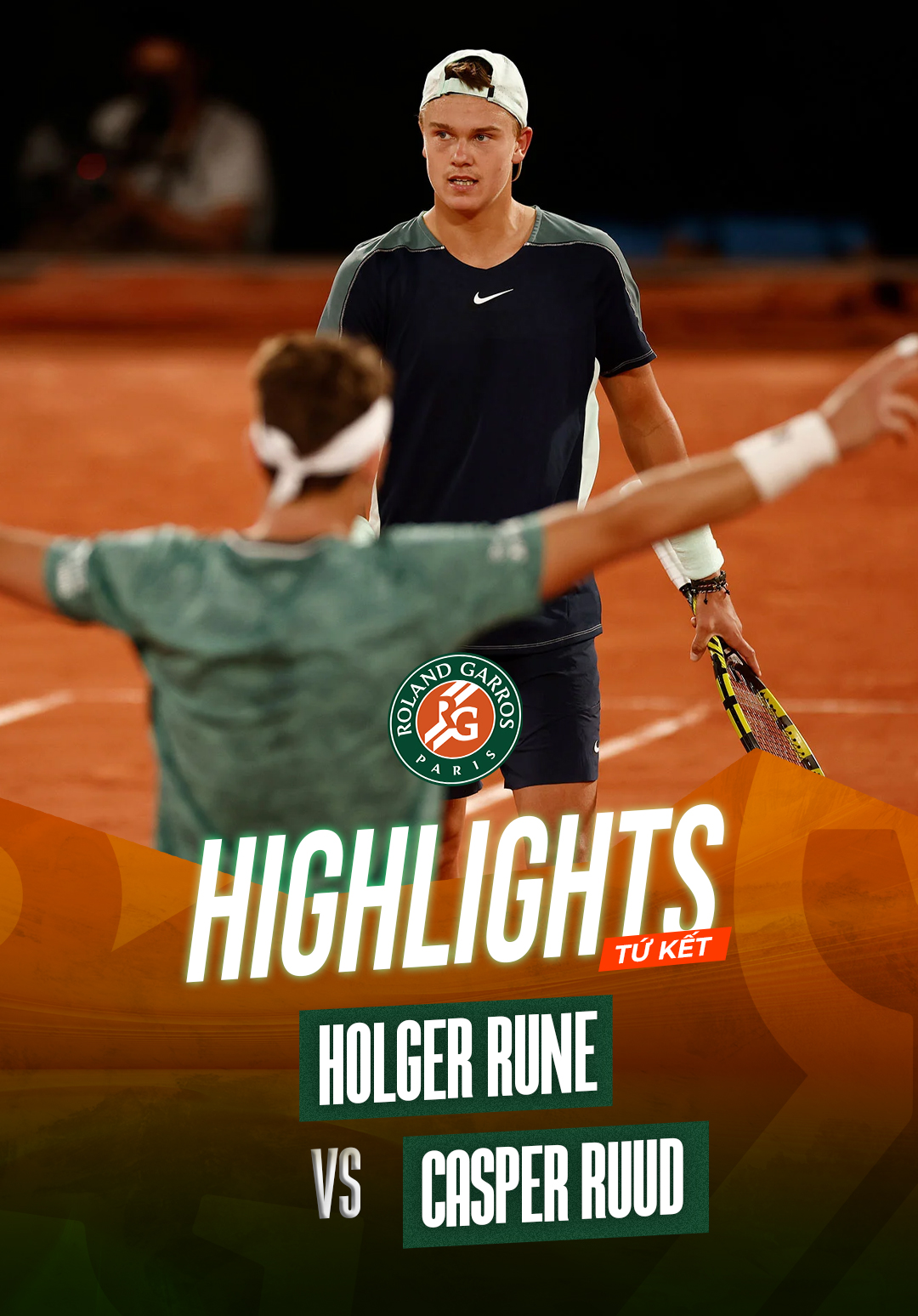 Highlights Casper Ruud - Holger Rune (Tứ Kết - Giải Quần Vợt Roland ...